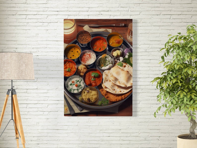 Indian Thali Oil Painting Art Print | Food Illustration (digital ...