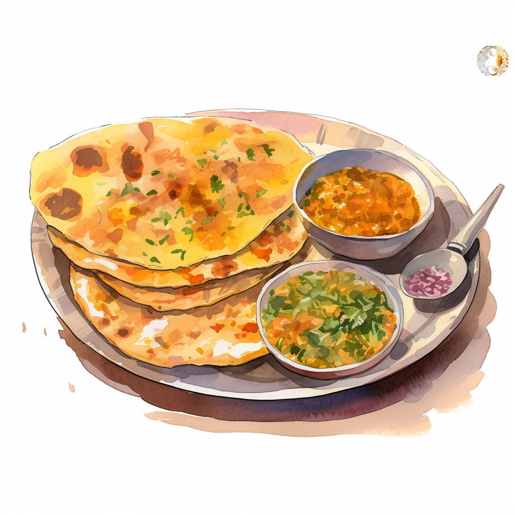Roti and Dal | Indian Thali | Watercolor Painting| Digital Art | Food ...