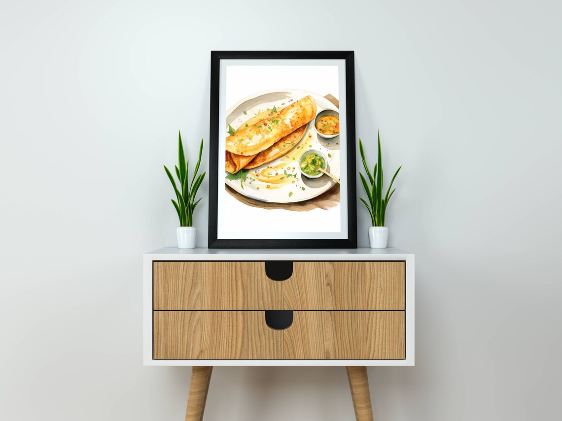 Masala Dosa Watercolor Printable Digital Art | Indian Art | Chennai ...