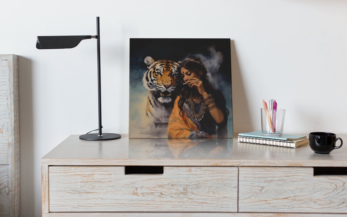 Indian Baddie Art Indian Art Indian Woman With Tiger Art Tiger - Etsy