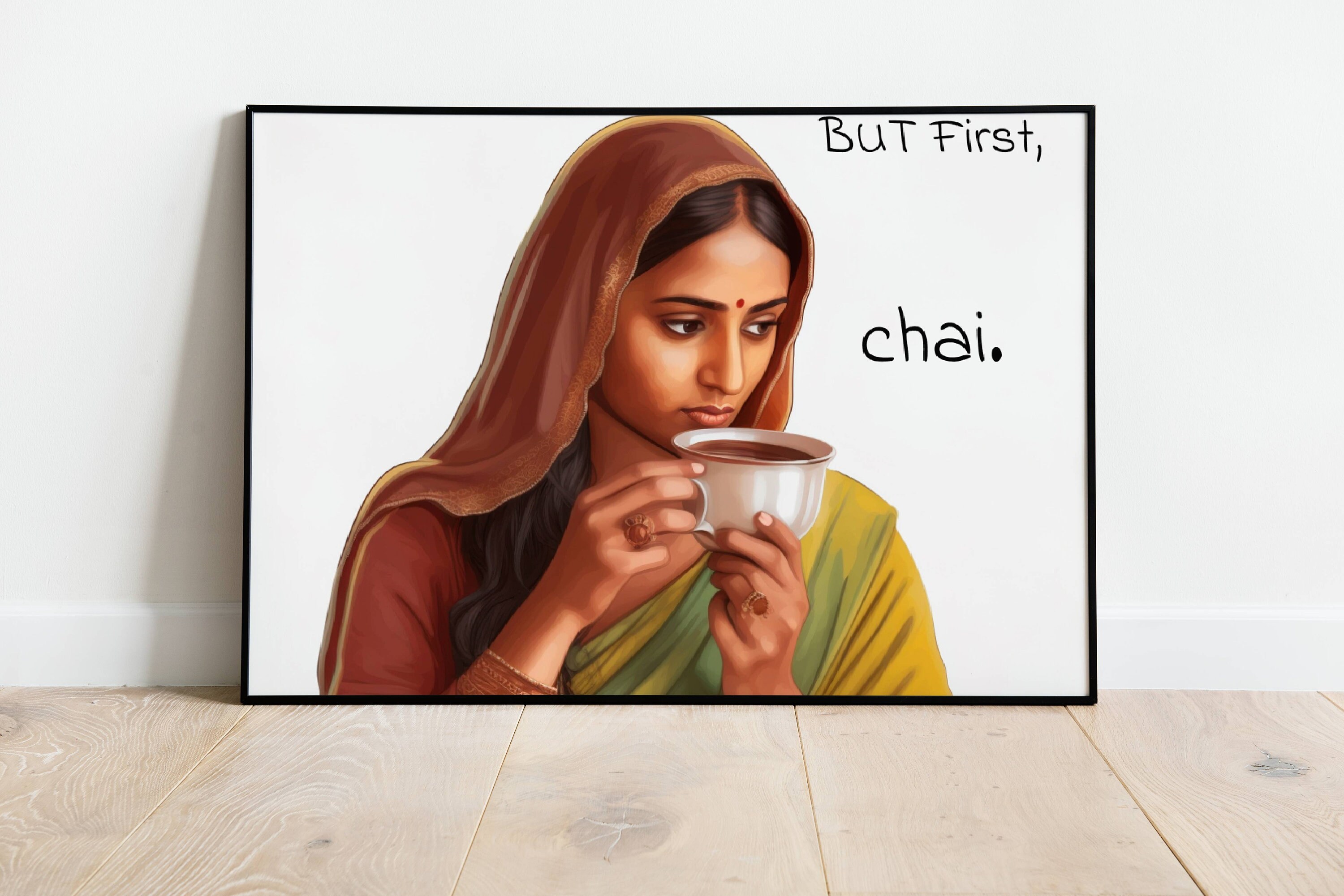 But First, Chai Indian Typograph Art, Vintage Poster, Desi Kitchen ...