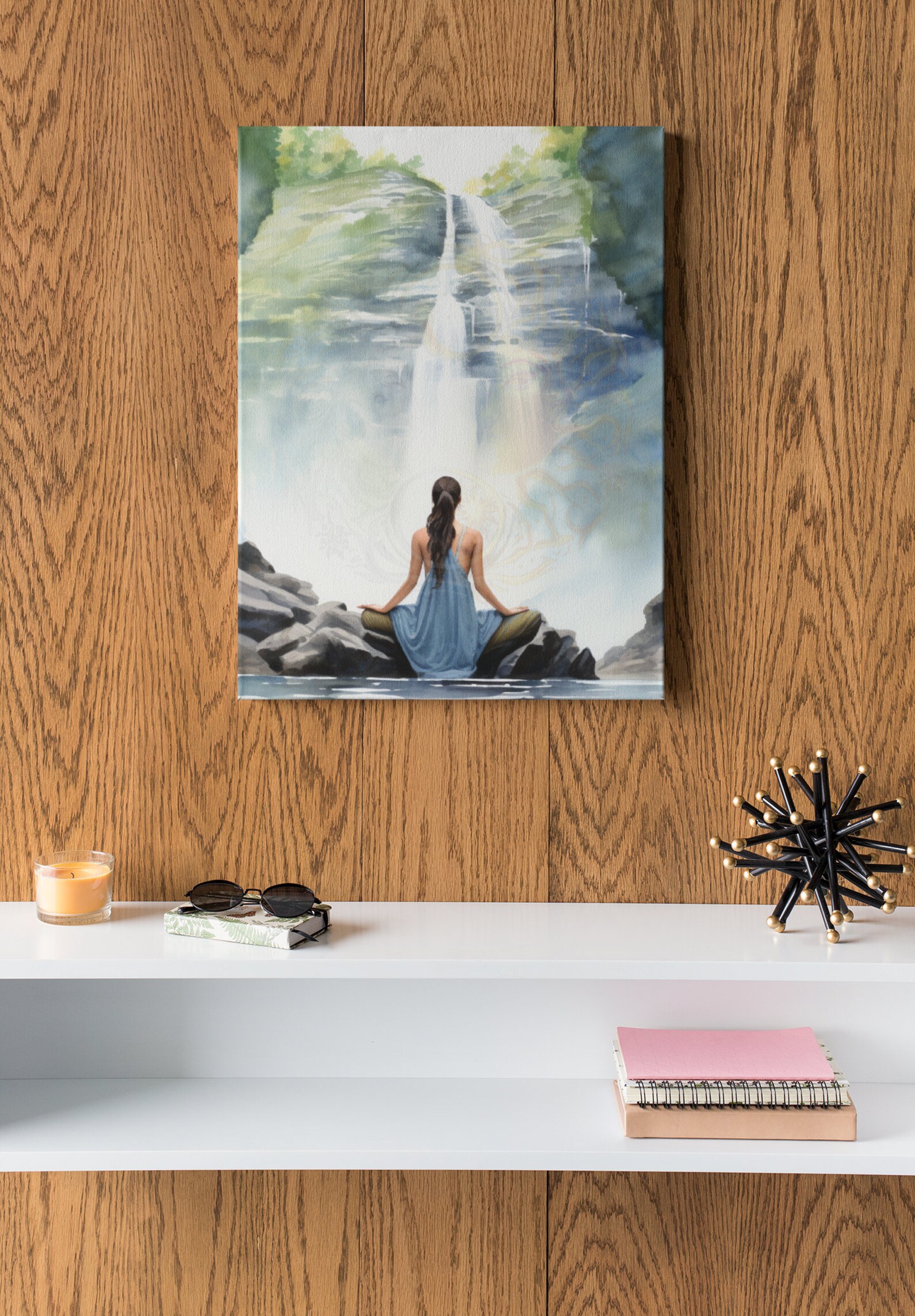 Yoga Waterfall Poster Art Minimalist Wall Art for Yoga Studio Zen ...