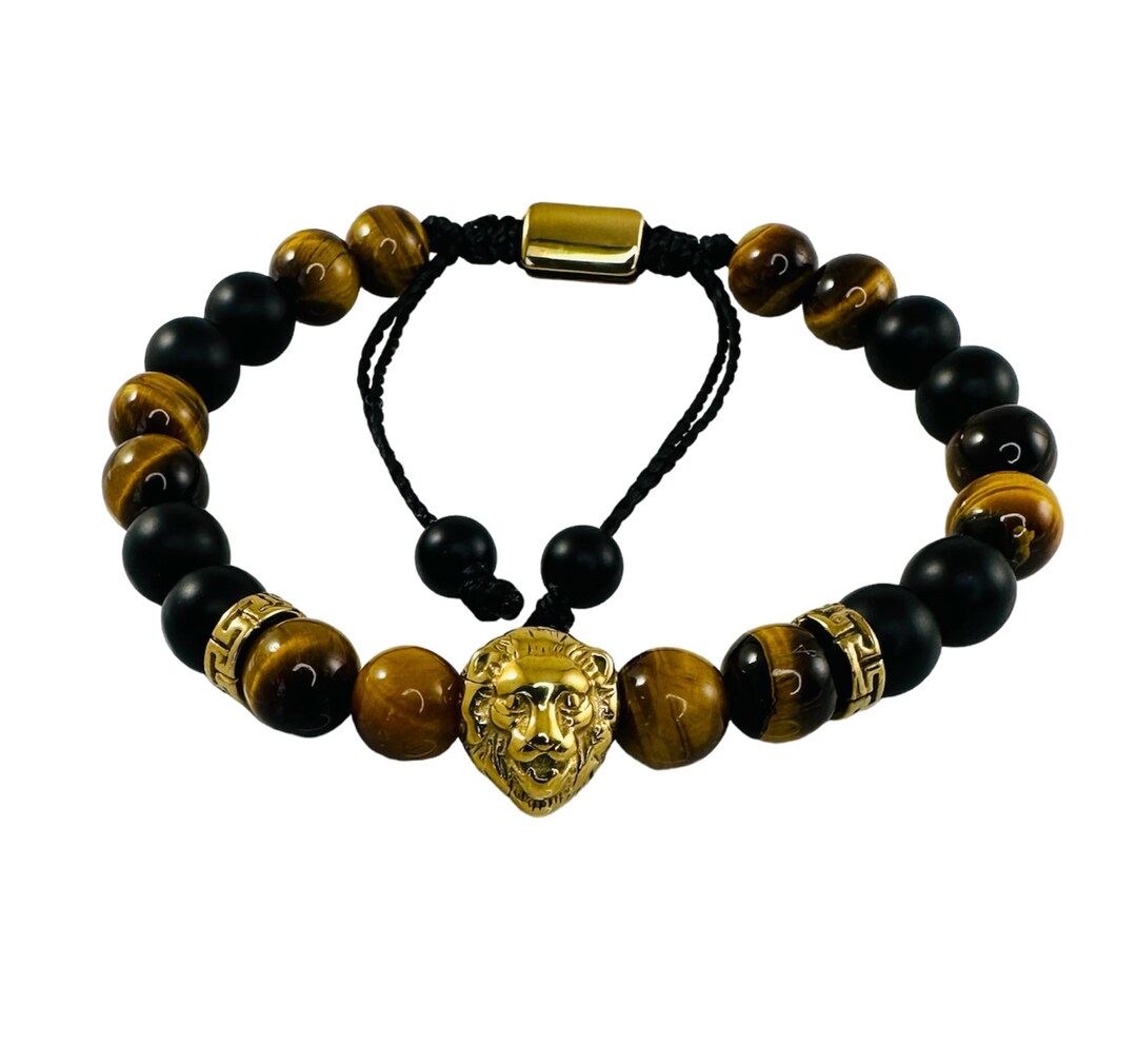 Men's Gold Lion Bracelet,tiger Eye Lion Men Bracelet,animal Men ...