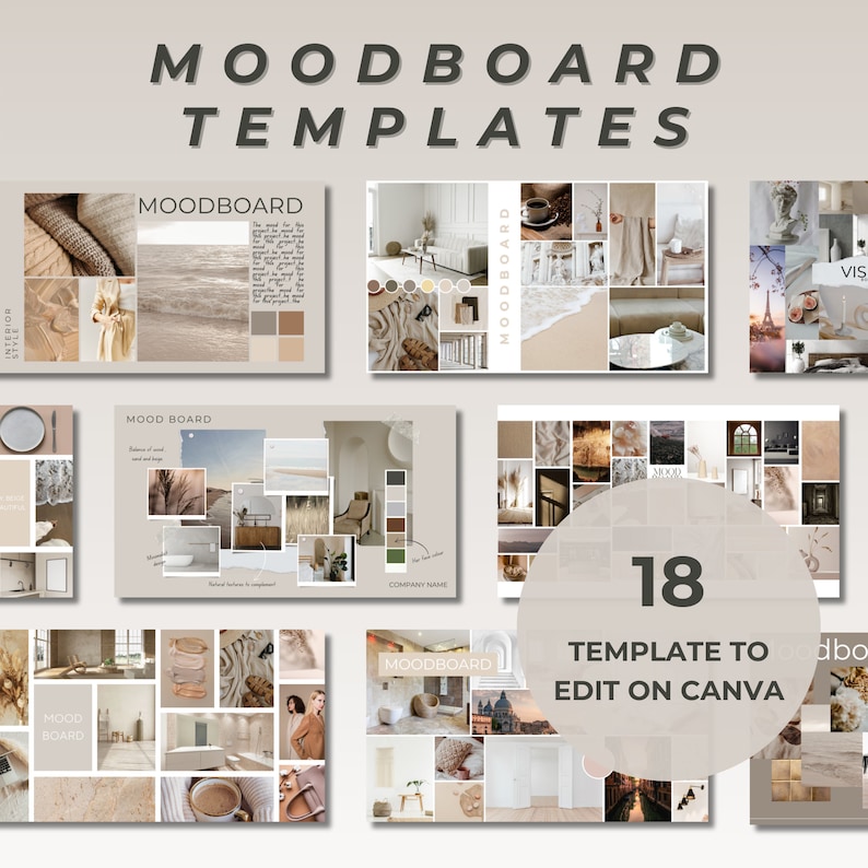 Interior Design Mood Board Template: 18-page Canva Edit (digital ...