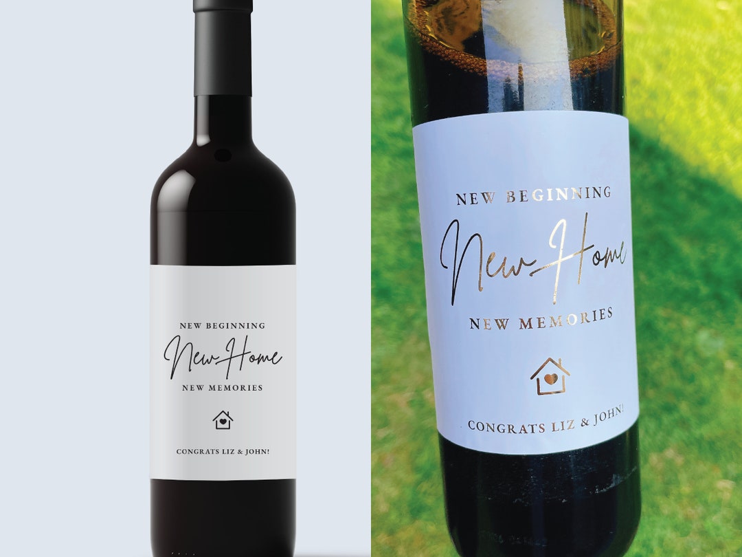 New Home Wine Label, Housewarming Wine Label, New Place, New Home Owner ...