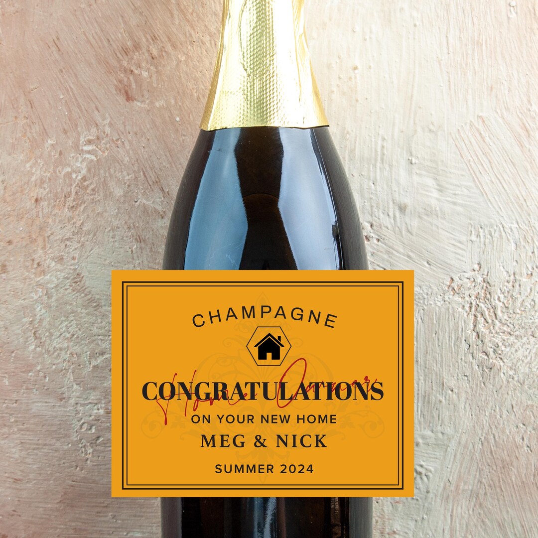 New Home Champagne Wine Label, Housewarming Wine Label, Realtors Wine ...