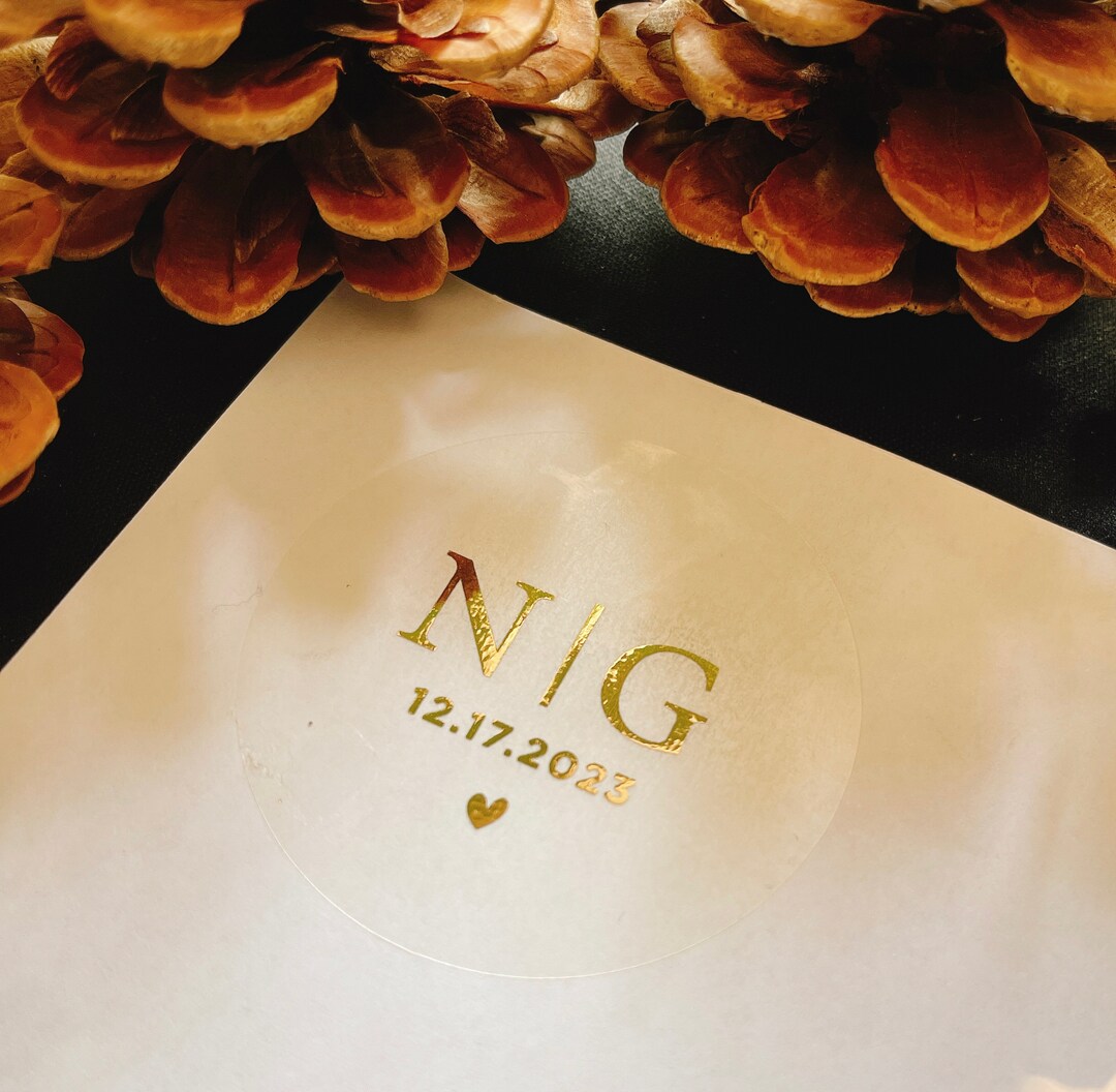 Personalized Envelope Seals, Monogram Stickers, Minimalist Foil Wedding ...