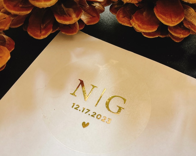 Custom Foiled Wedding Stickers, Minimalist Foil Wedding Stickers ...