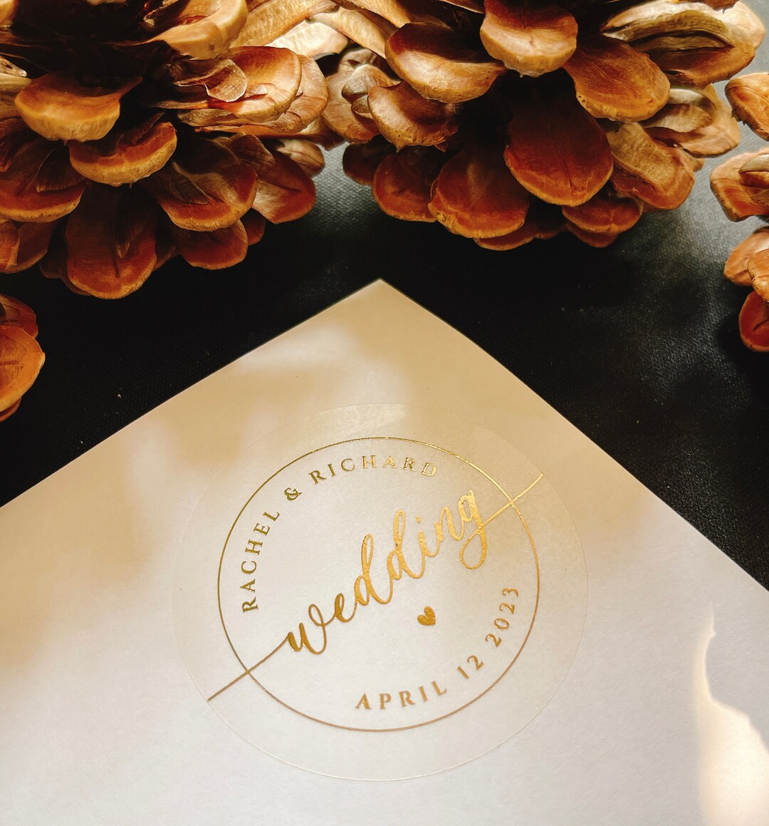 Personalized Foiled Wedding Stickers, Minimalist Foil Wedding Stickers ...