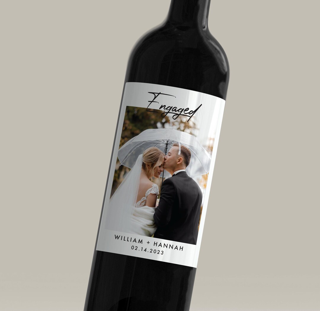 Custom Photo Wine Label/personalized Engagement Wine Label/engagement ...