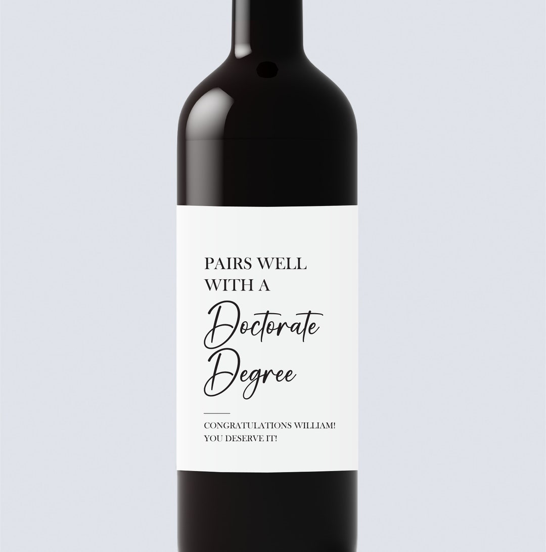 Doctorate Graduation Wine Label /doctoral Degree Wine Label/gift for ...