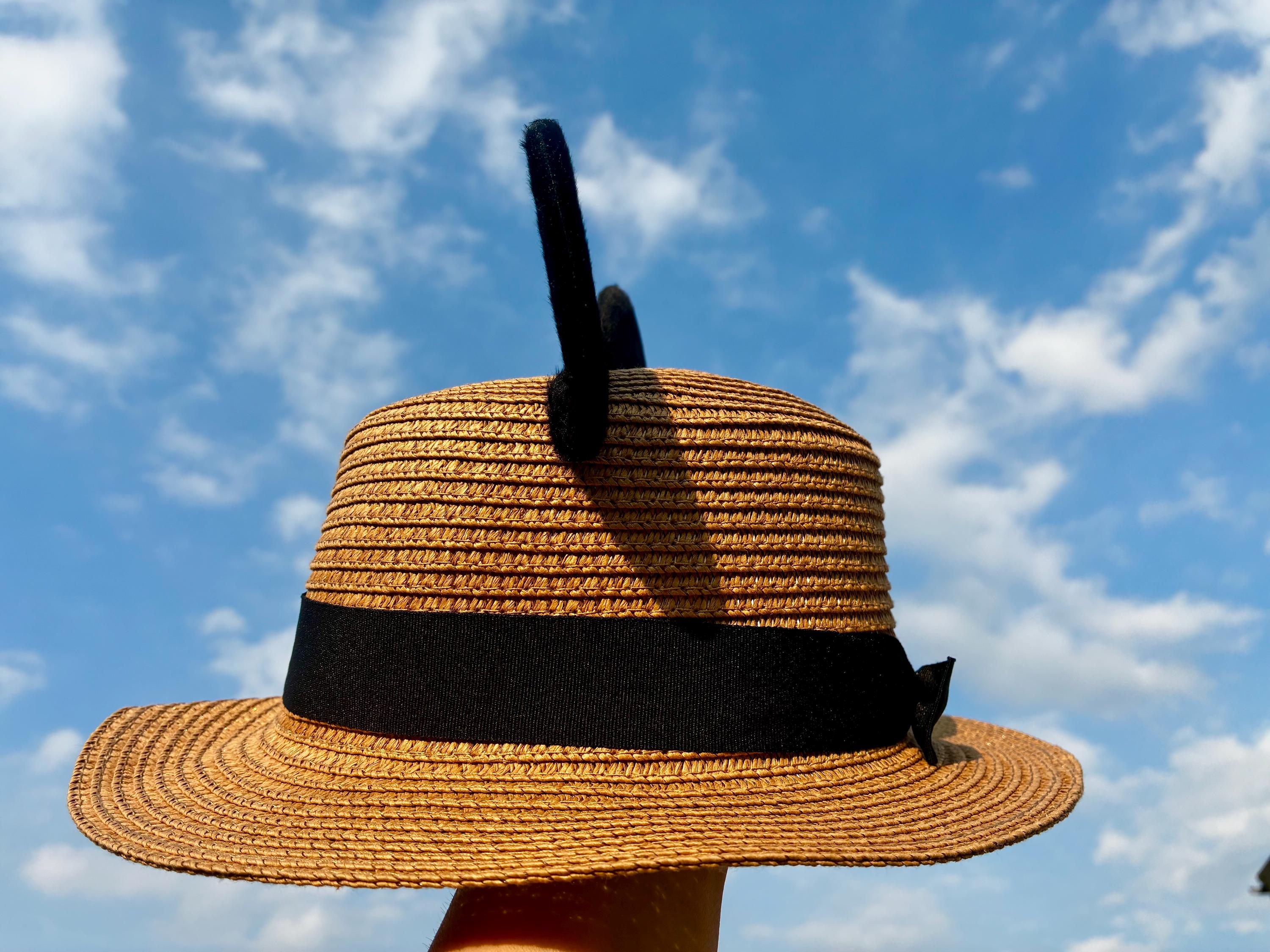 Disney Mickey Mouse Style Straw Short Brim Boater Hat - With Mickey ...