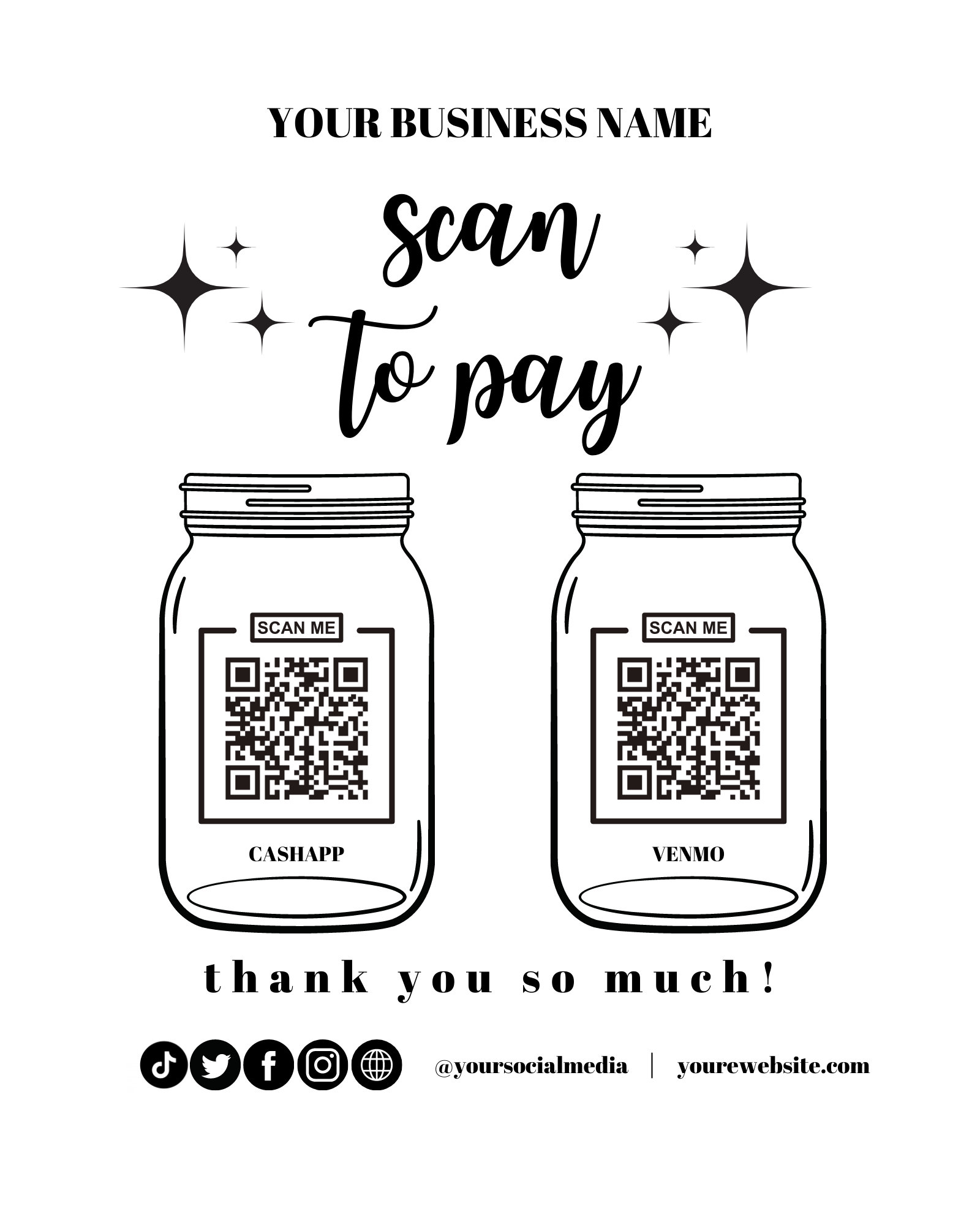 Editable Printable QR Code Sign Template Bundle(8x10)/virtual Tip Jar ...