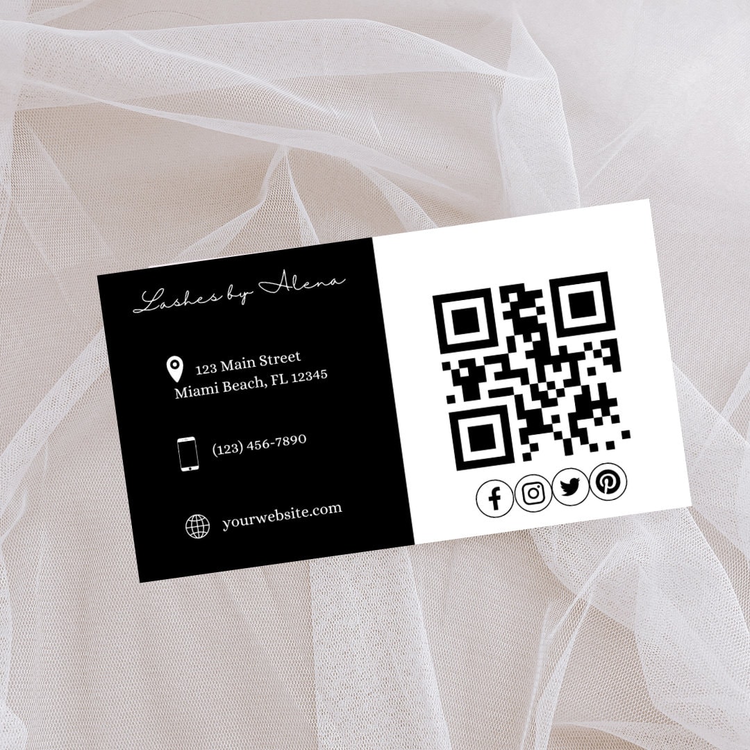 Lash Tech QR Code Business Card & Loyalty Card Editable Templates ...