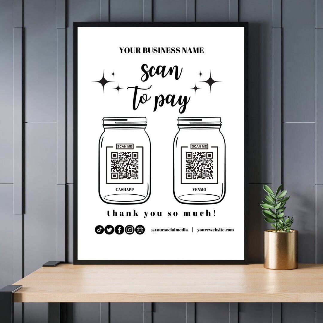 Scan to Pay Editable Canva Template(8x10)/printable Scan to Pay Sign ...