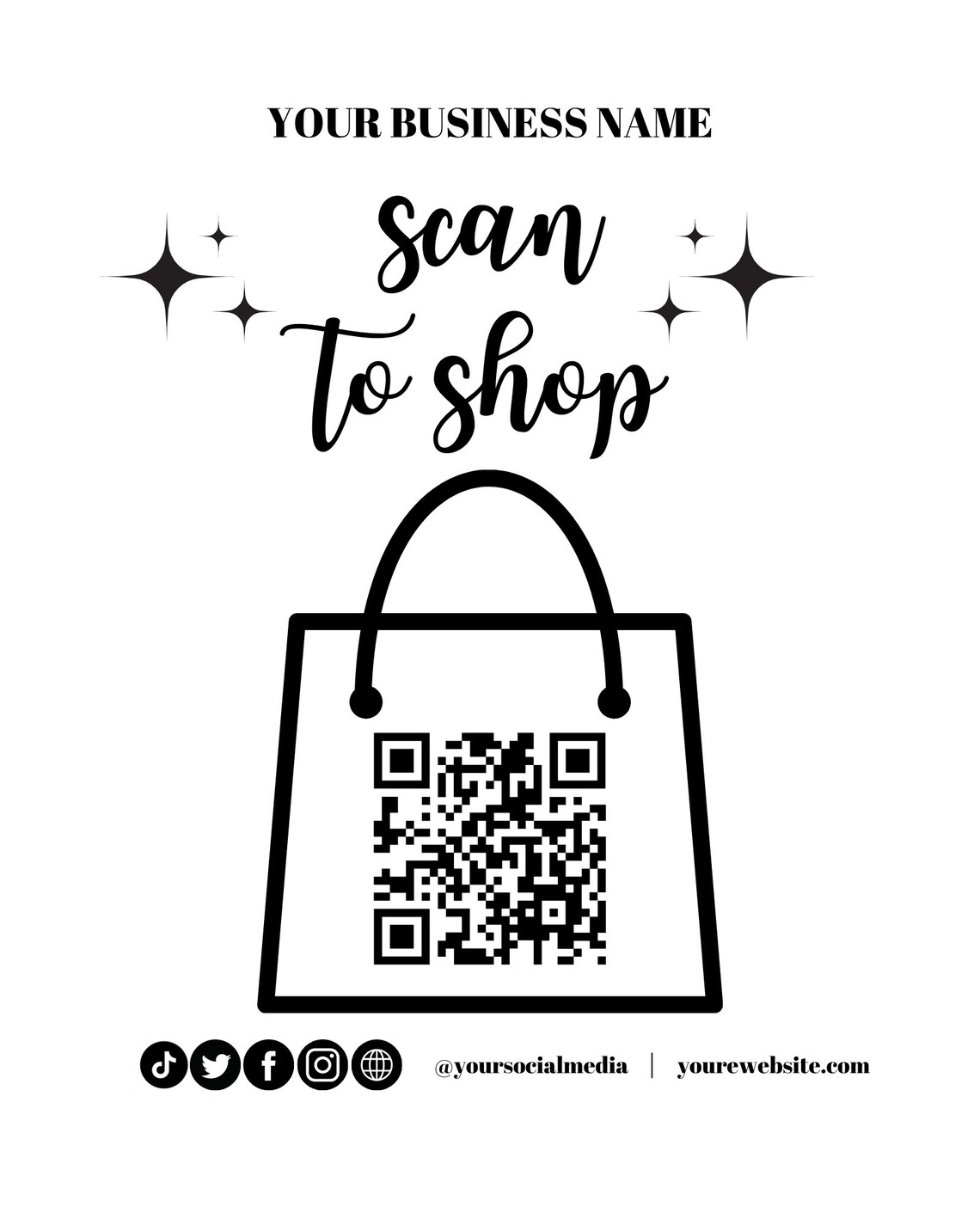 Editable Printable QR Code Sign Template Bundle(8x10)/virtual Tip Jar ...