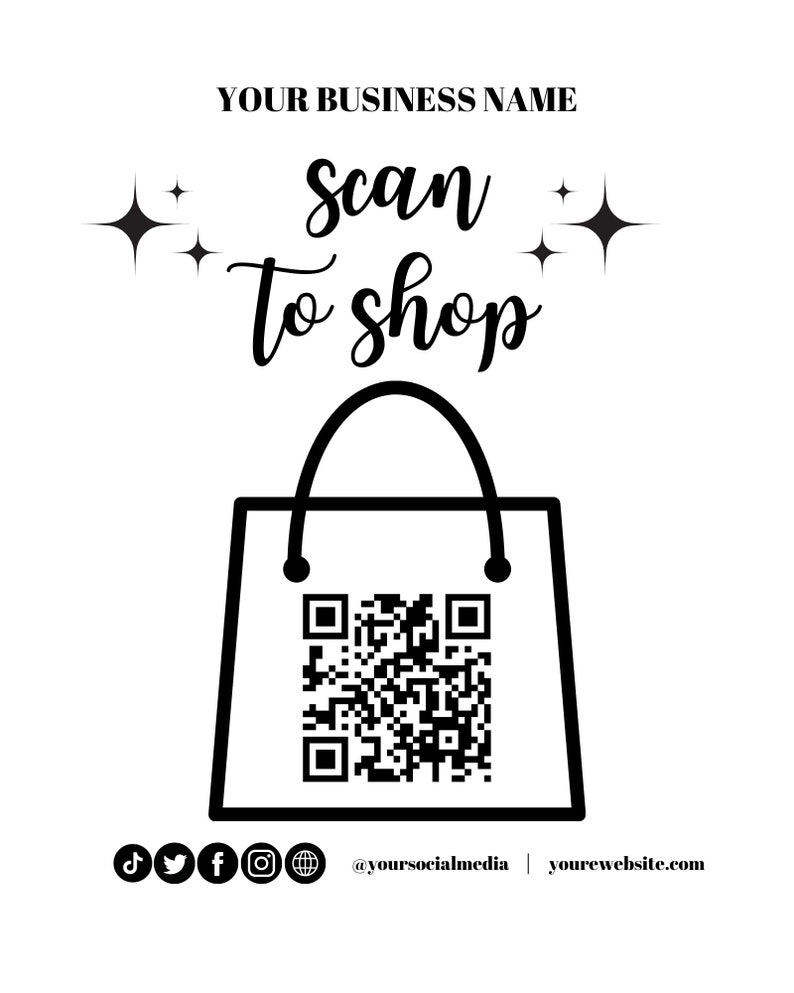 Editable Printable Qr Code Sign Template Bundle 8x10 Virtual Tip Jar