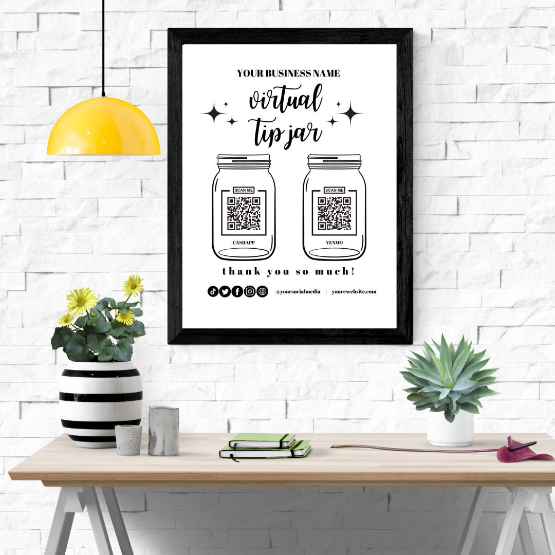 Virtual Tip Jar Editable Canva Template (8x10)/virtual Tip Jar Sign ...