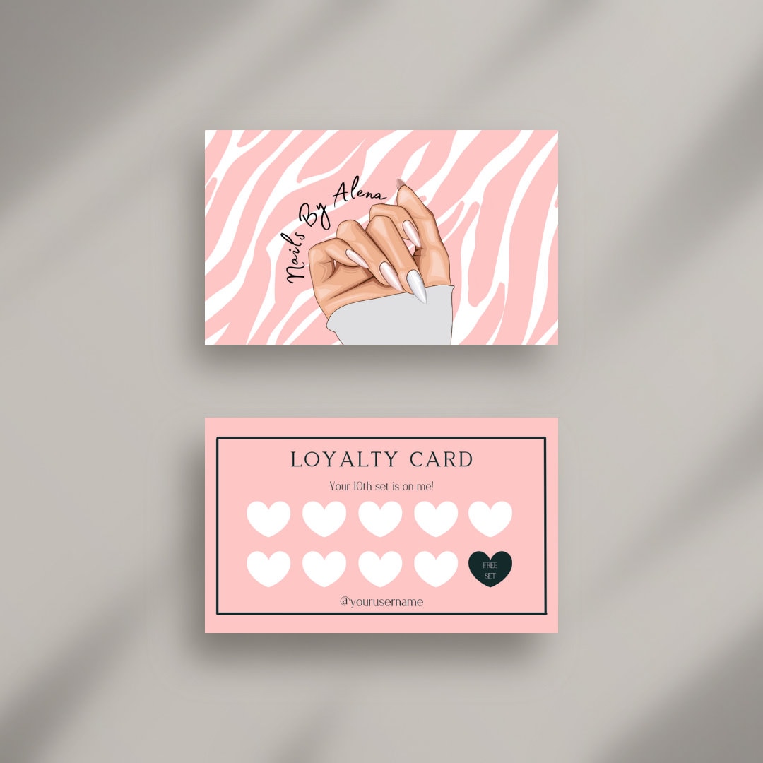 Editable Nail Tech Business Card Template Bundle(3.5x2)/loyalty Card ...