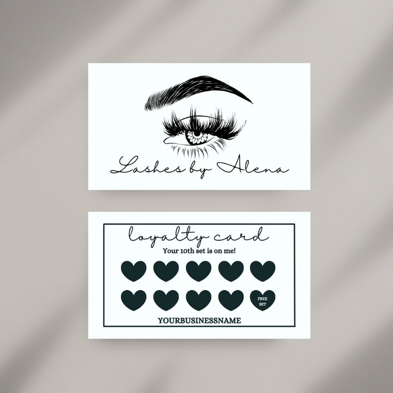 Lash Tech QR Code Business Card & Loyalty Card Editable Templates ...