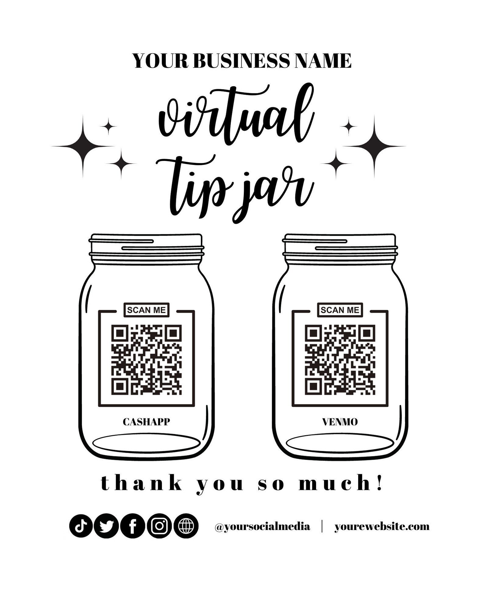 Editable Printable QR Code Sign Template Bundle(8x10)/virtual Tip Jar ...
