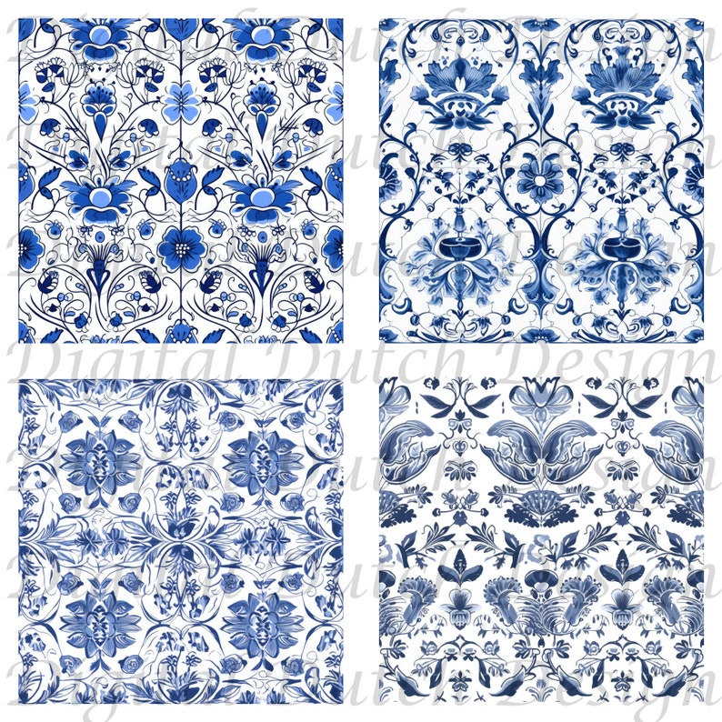 Delft Blue Seamless Pattern, Traditional Dutch Pattern, Royal Blue ...