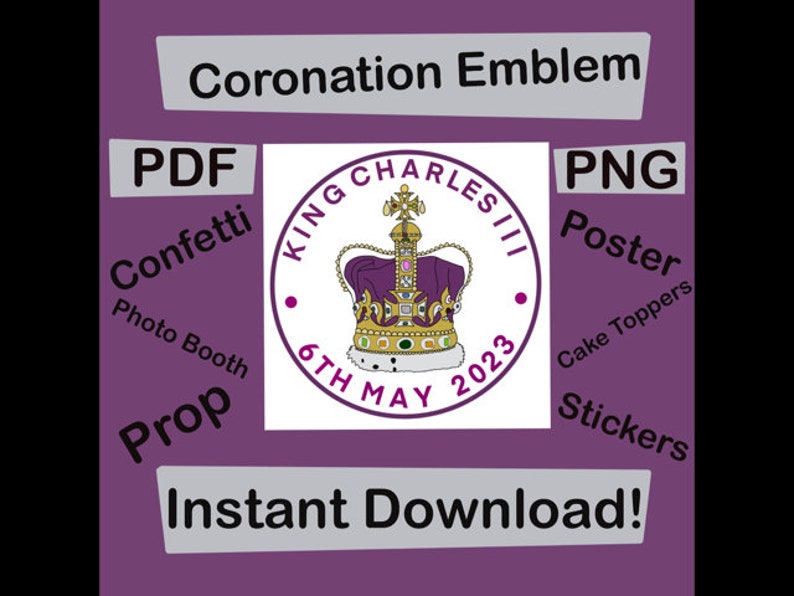 Coronation Crown Printable, Printable Emblem, King Charles Coronation ...