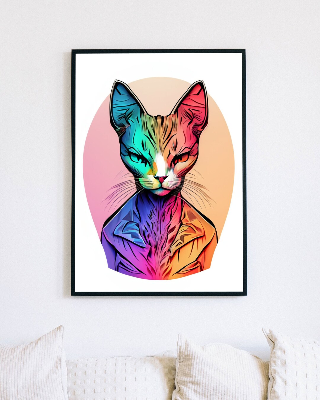 Modern Cat Art Print Stylish Pet Decor for Trendsetters Cool Kitty ...