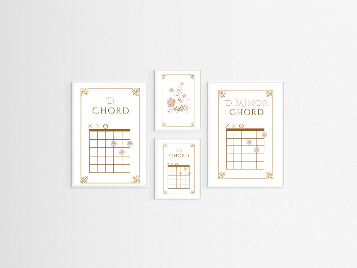 Learn Guitar D Chord Cute Minimal Music Wall Art Printable and Digital ...