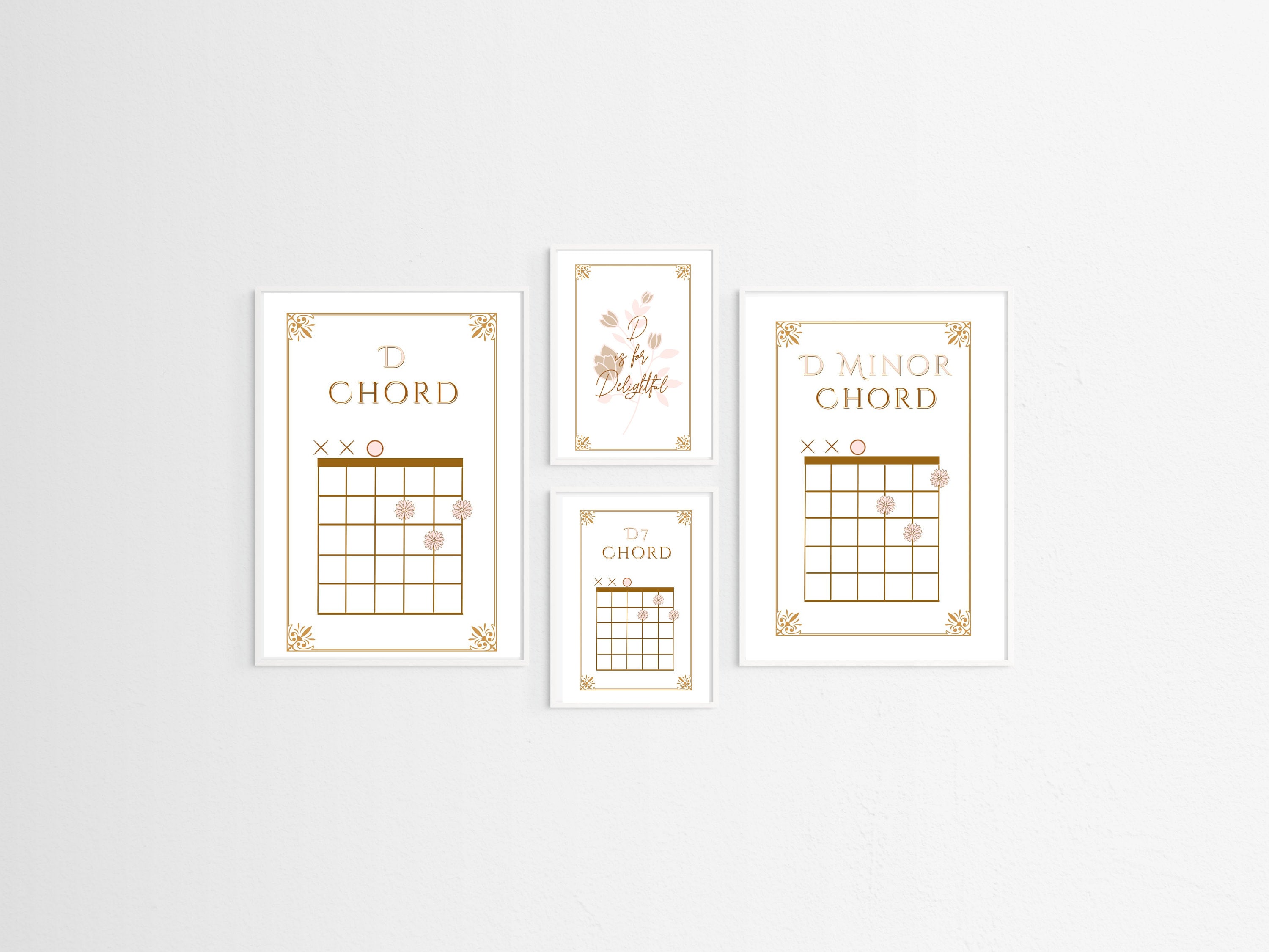 Learn Guitar D Chord Cute Minimal Music Wall Art Printable and Digital ...