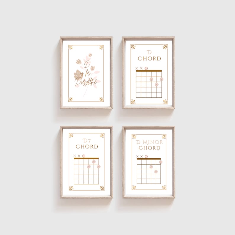 Learn Guitar D Chord Cute Minimal Music Wall Art Printable and Digital ...
