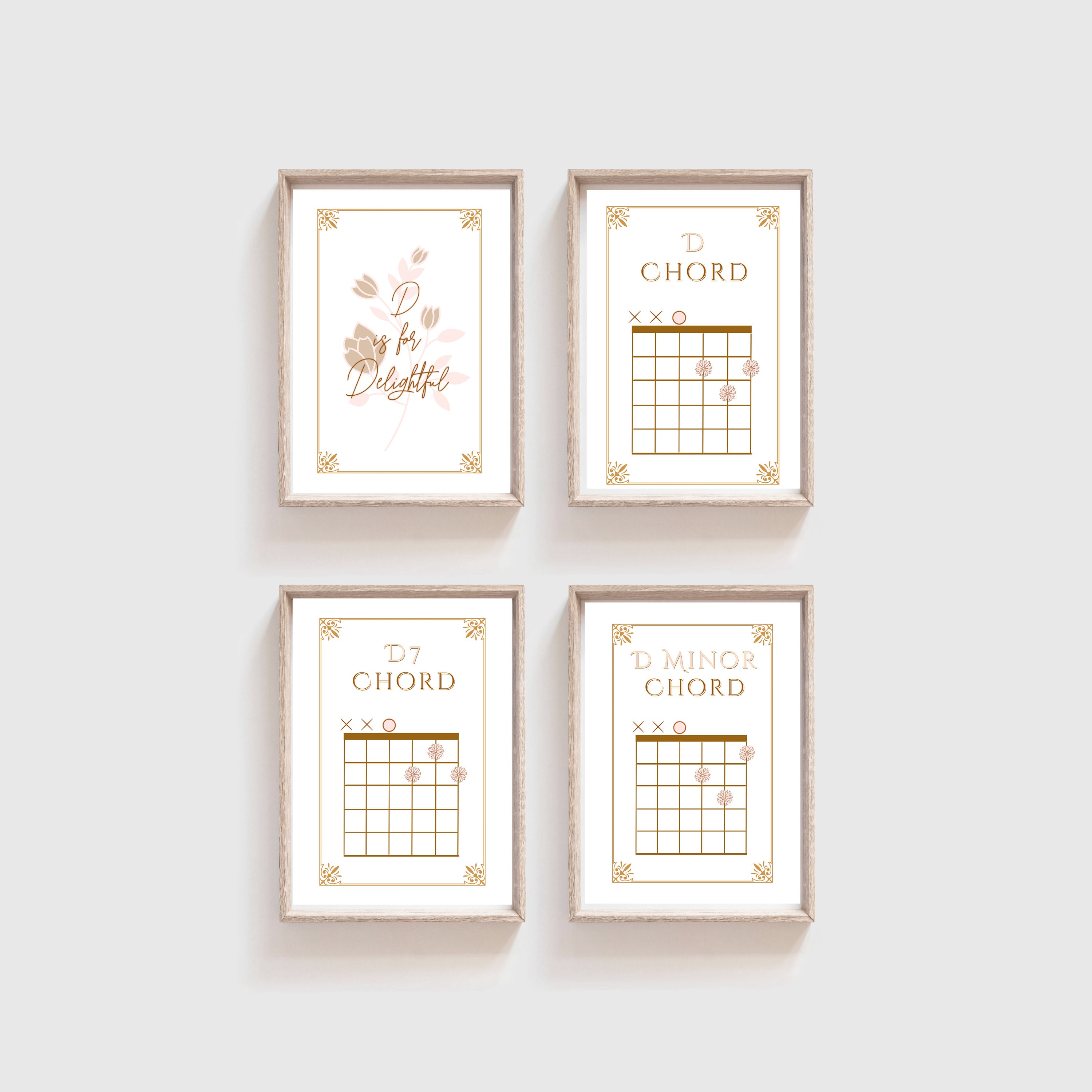 Learn Guitar D Chord Cute Minimal Music Wall Art Printable and Digital ...