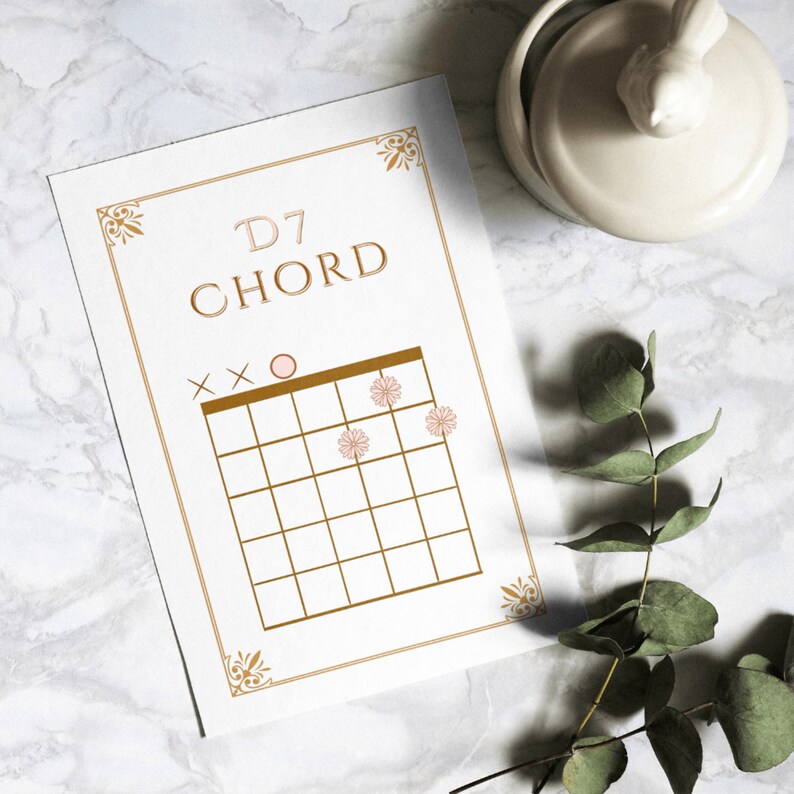 Learn Guitar D Chord Cute Minimal Music Wall Art Printable and Digital ...
