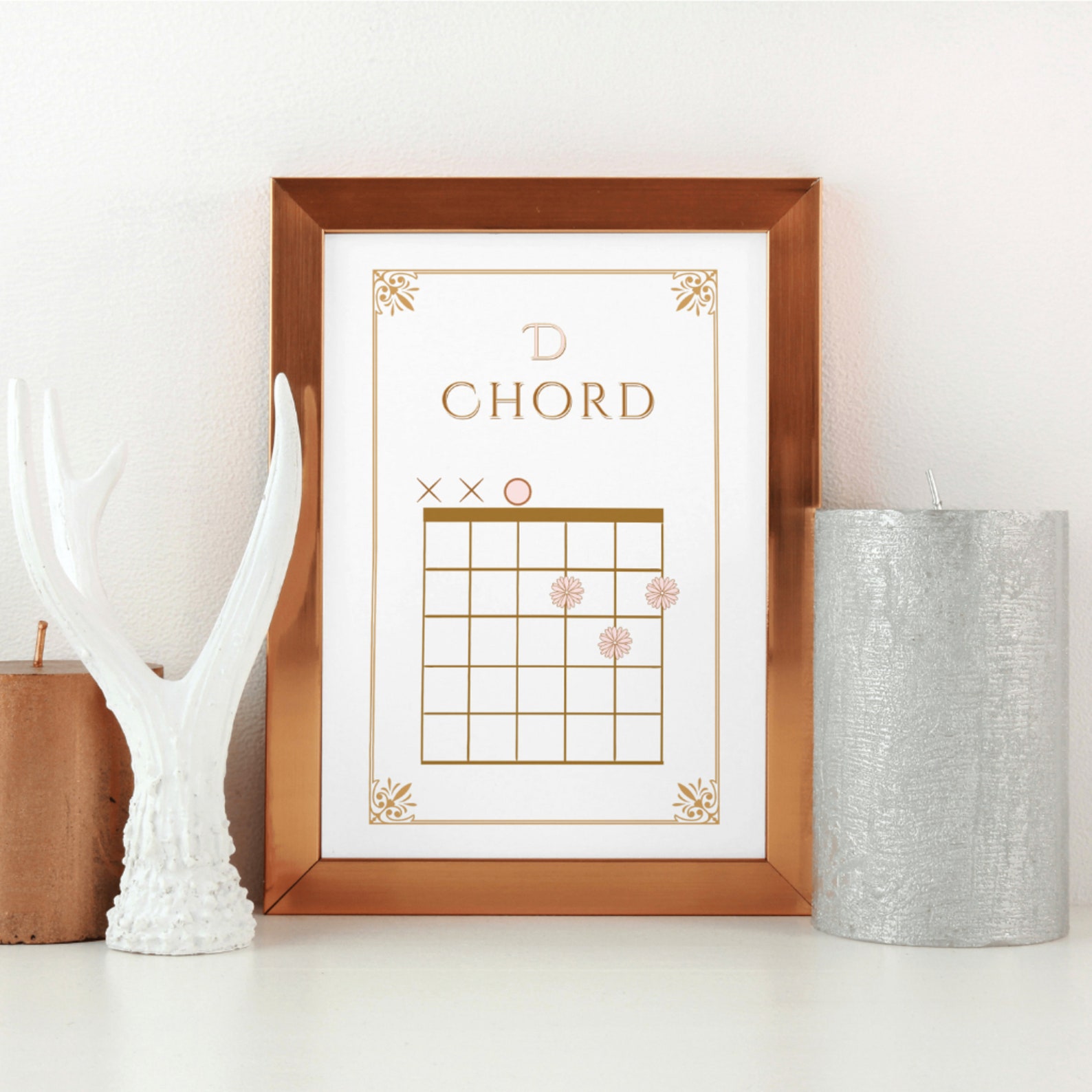 Learn Guitar D Chord Cute Minimal Music Wall Art Printable and Digital ...