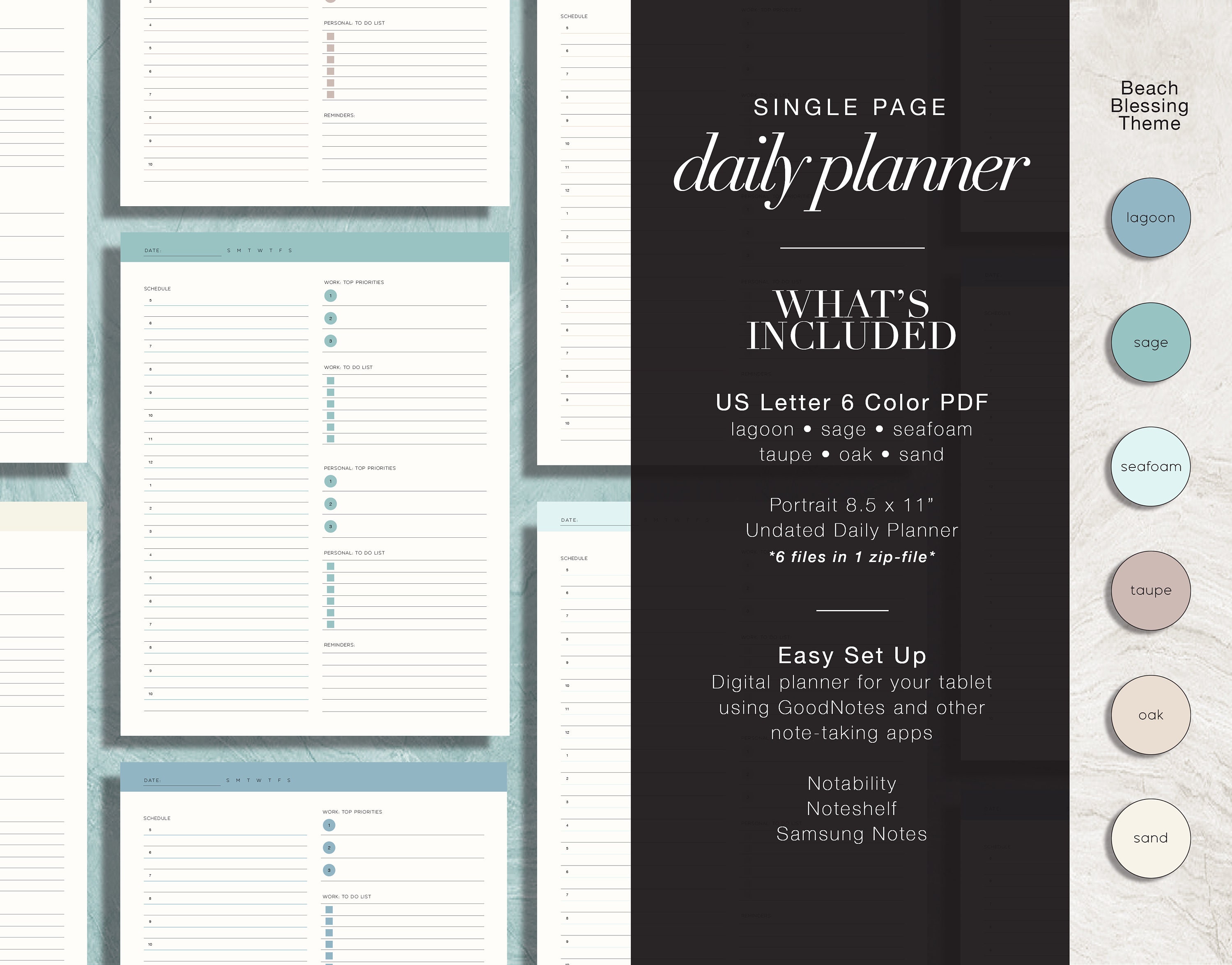 The Digital Planner Beach Blessing Theme Portrait Goodnotes, Notability ...
