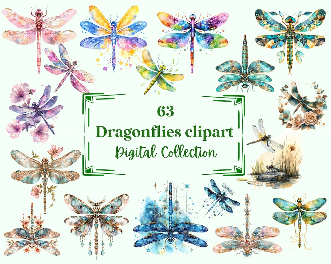63 Dragonflies Clipart Illustrations, Perfect for Scrapbook, Journal ...