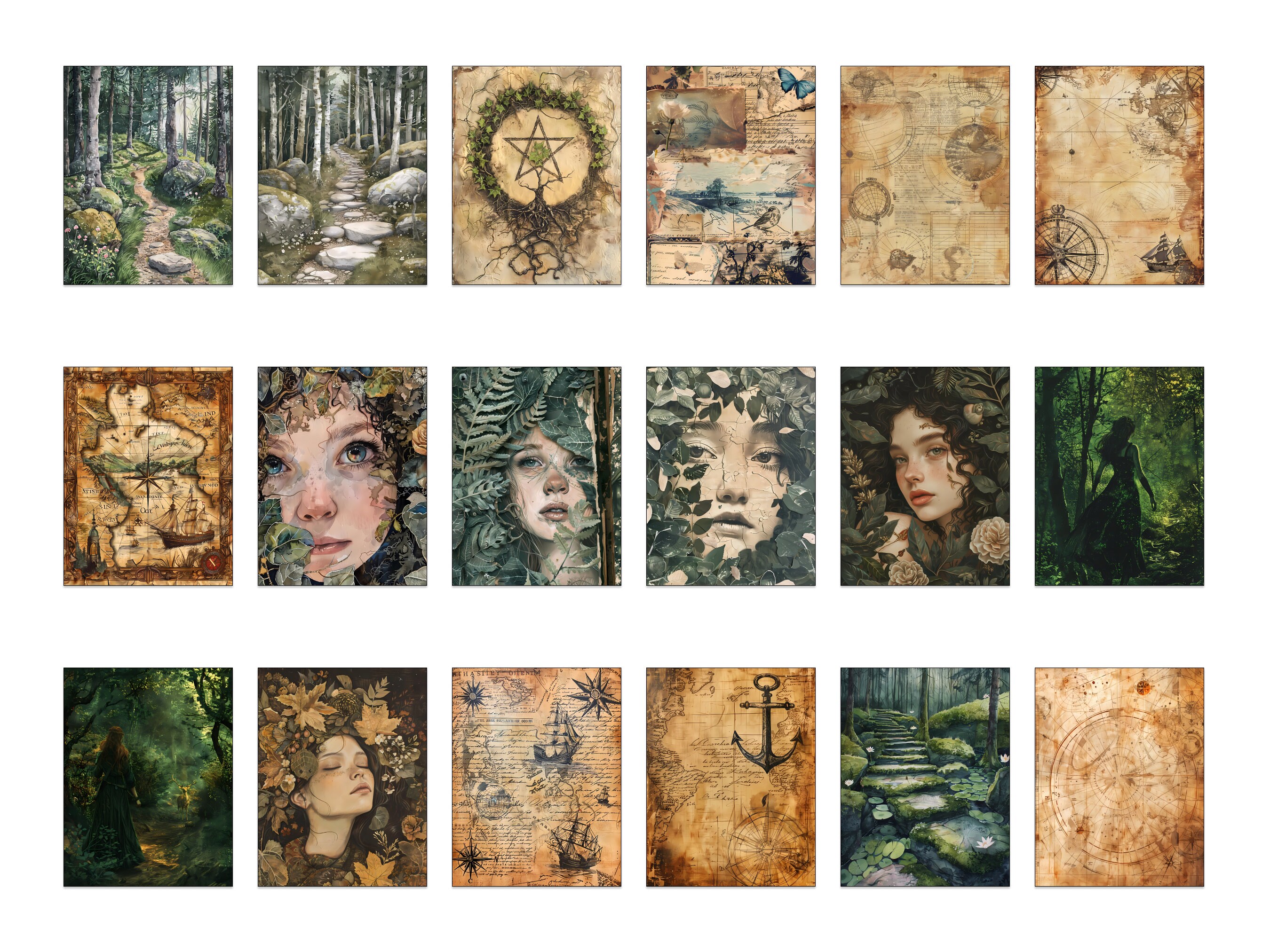 74 Earth Junk Journal Pages, Printable Collage Sheet, Digital Scrapbook ...