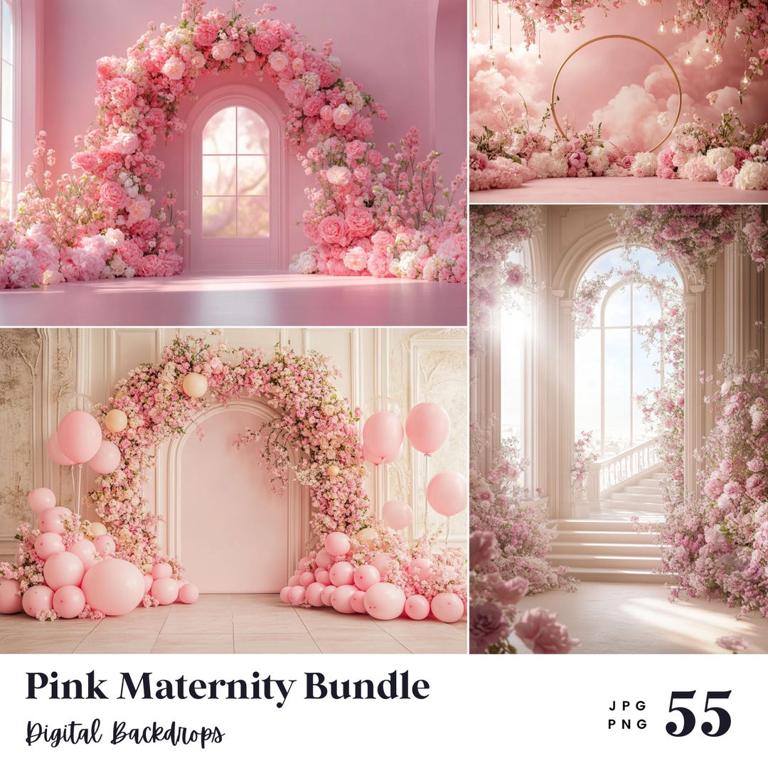 55 Pink Maternity Bundle Digital Backdrops, Perfect for Wedding ...