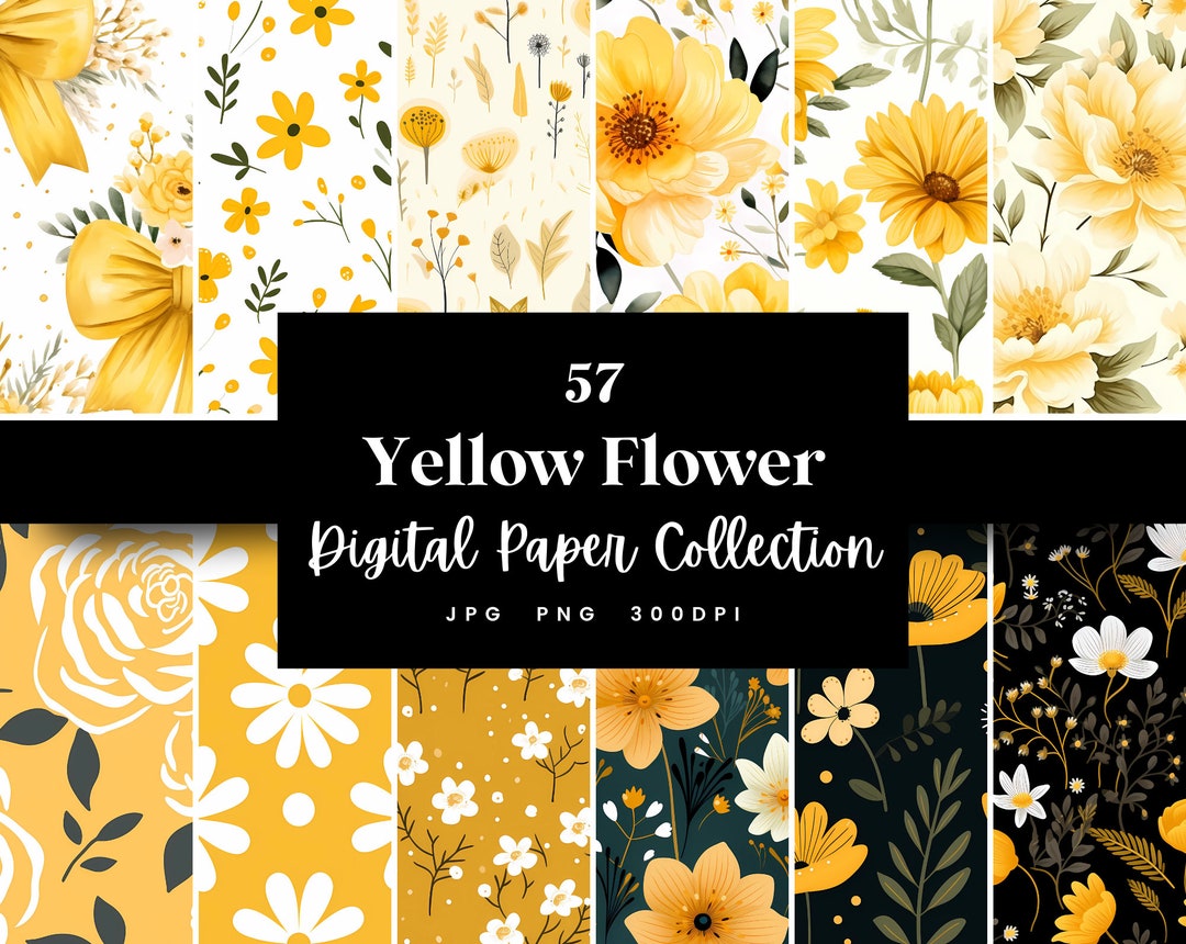 57 Yellow Flower Digital Paper, Perfect for Textures Backgrounds ...