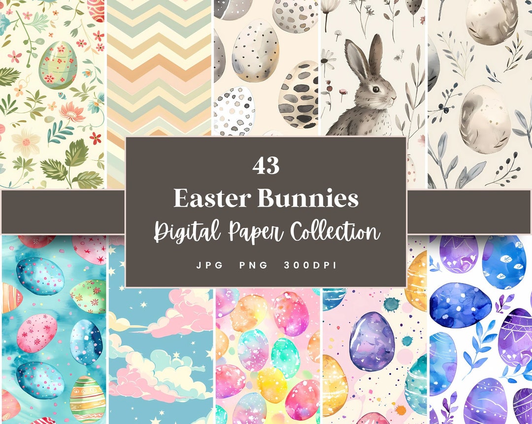 43 Easter Bunnies Seamless Digital Paper, Perfect for Textures ...