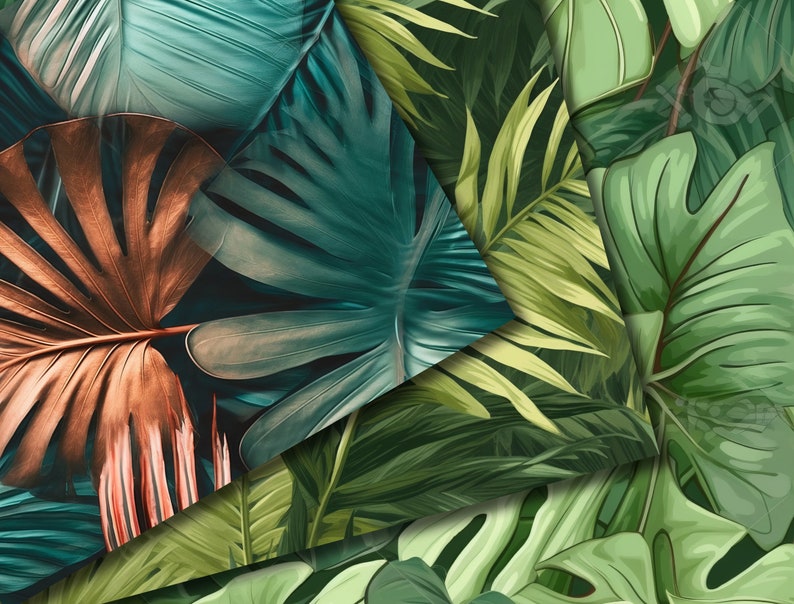 22 Tropical Leaves Digital Paper Tropical Leaves Textures & - Etsy