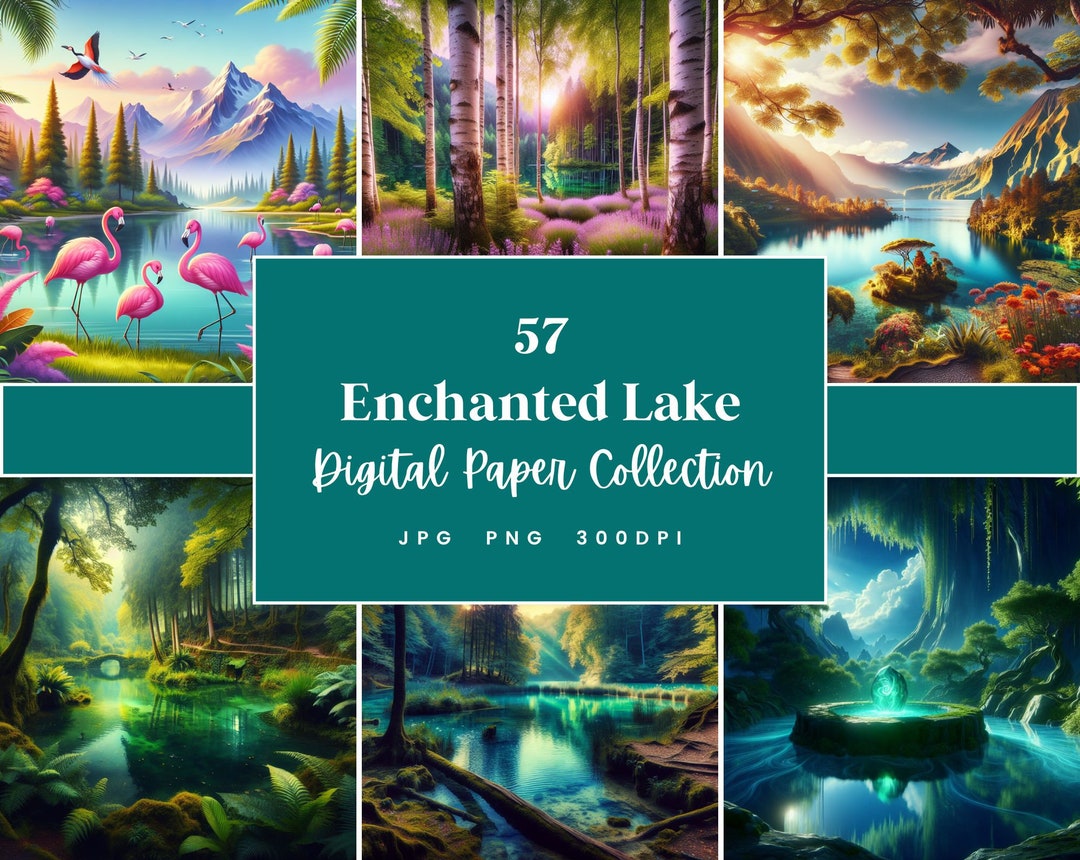 57 Enchanted Lake Background Digital Paper, Perfect for Textures ...