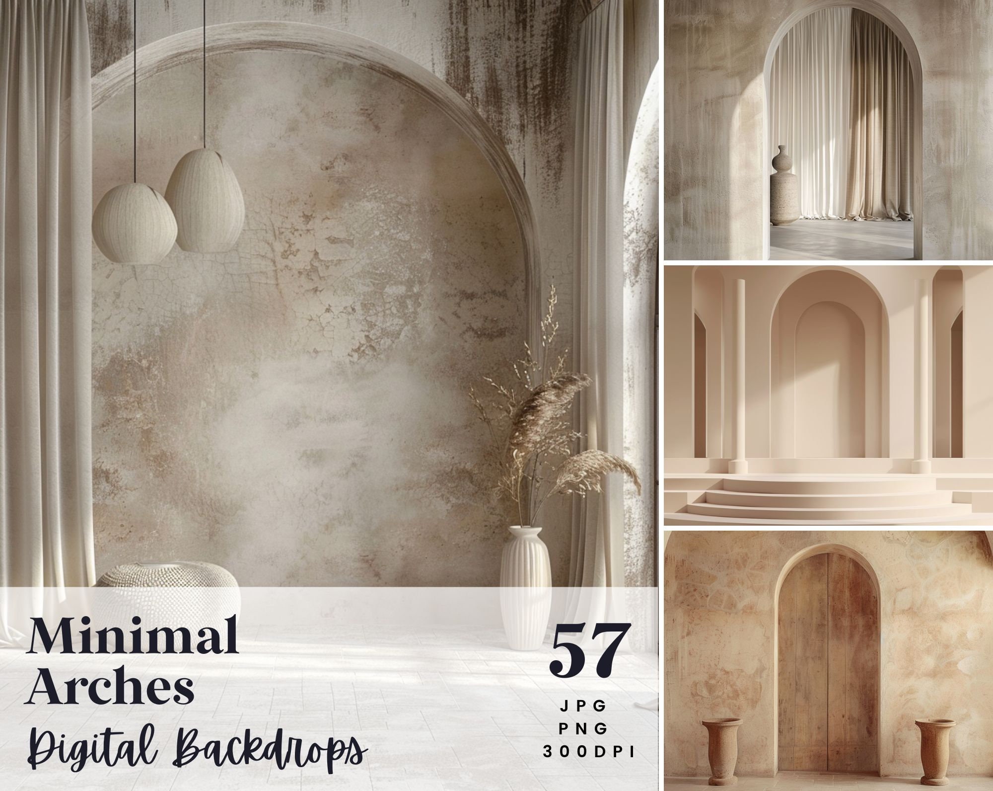 57 Minimal Arches Digital Backdrops, Perfect for Wedding, Birthday ...
