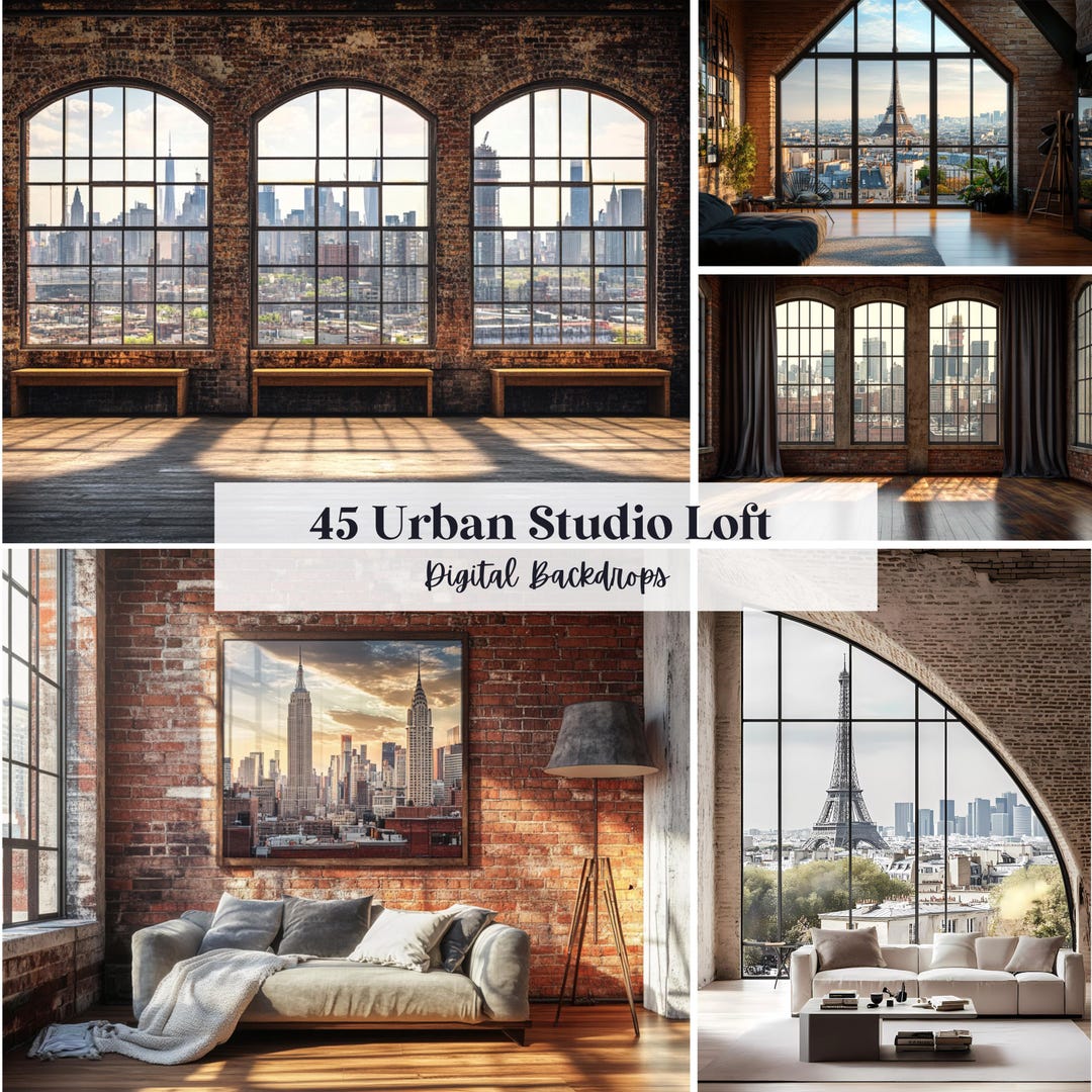 45 Urban Studio Loft Digital Backdrops, Perfect for Wedding, Birthday ...