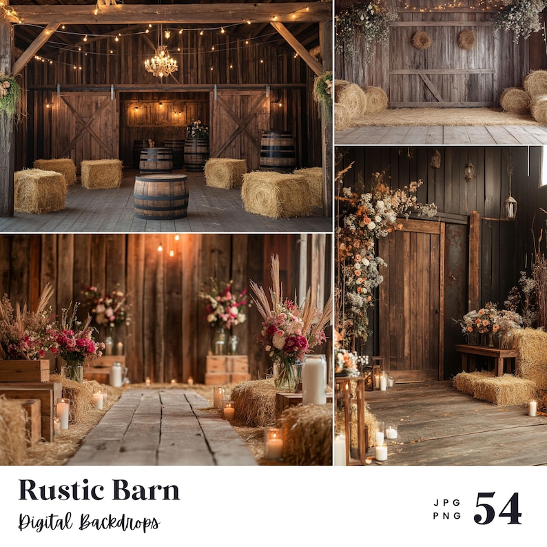 54 Rustic Barn Digital Backdrops, Perfect for Wedding, Birthday ...