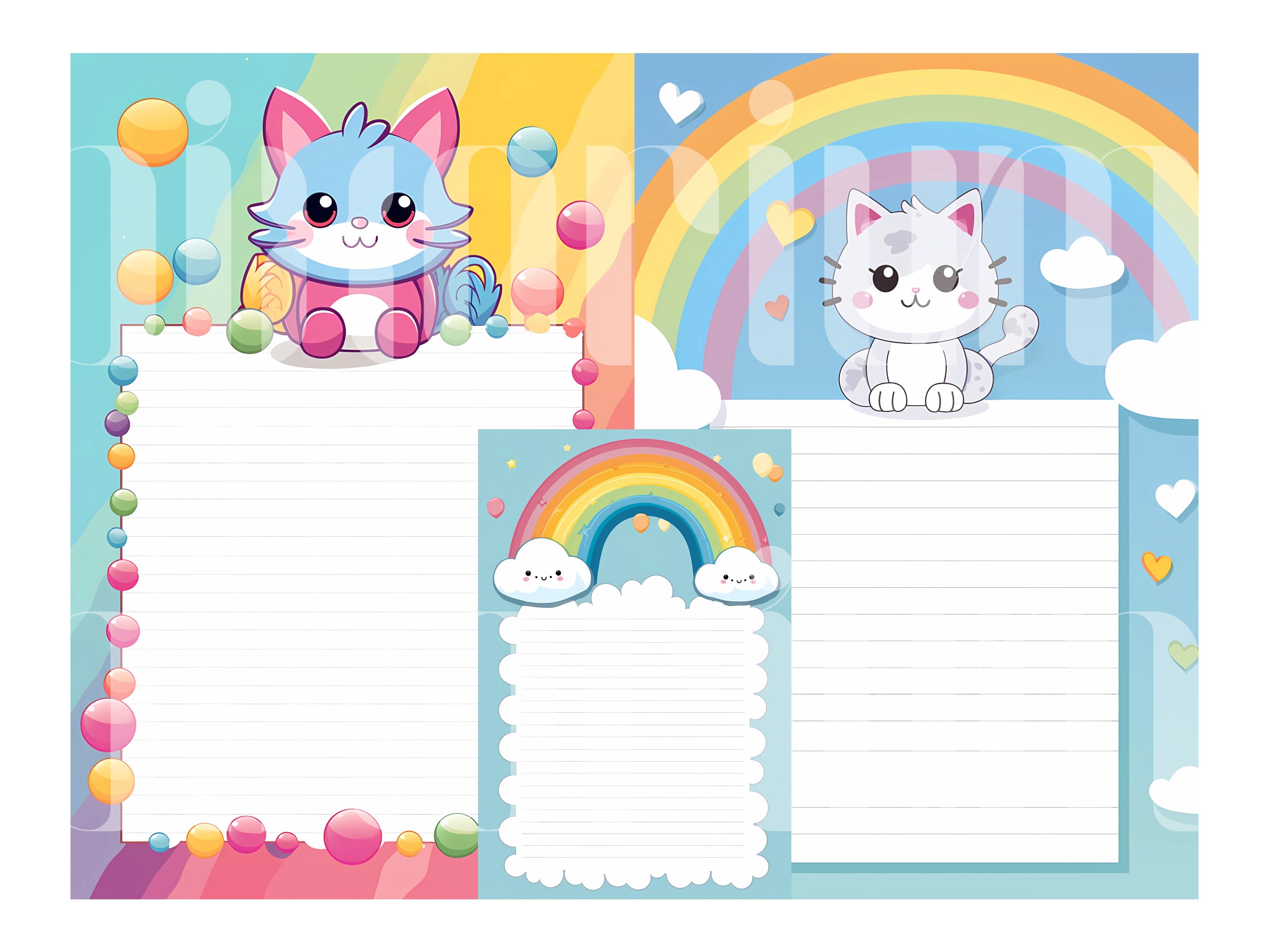 33 Kids Writing Pages, Cute Notepads, Digital Scrapbook Paper, Instant ...