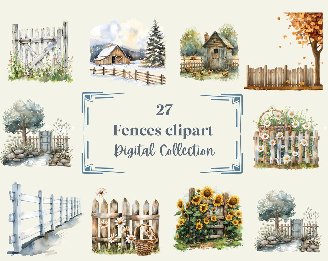 28 Fences Clipart Illustrations, Perfect for Scrapbook, Journal ...