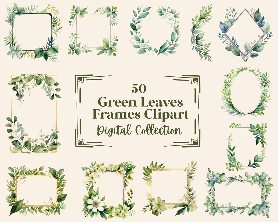 50 Green Plant Frames Clipart Illustrations, Perfect for Scrapbook ...