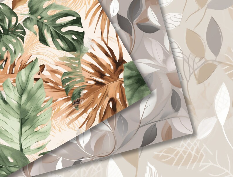 22 Tropical Leaves Digital Paper Tropical Leaves Textures & - Etsy