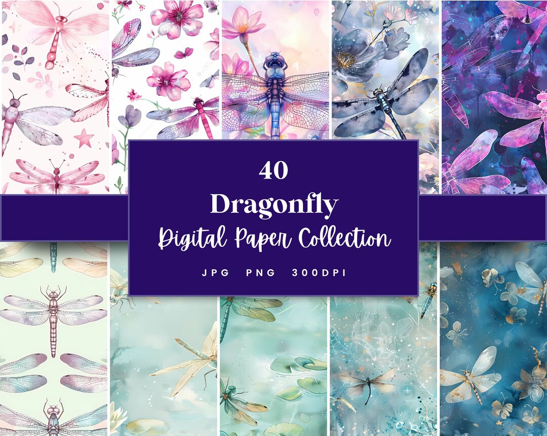 40 Dragonfly Seamless Digital Paper, Perfect for Textures Backgrounds ...